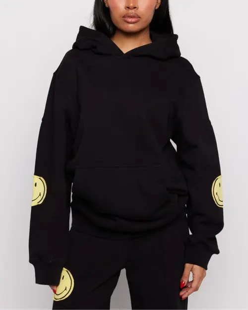 SAMII RYAN Smiley Oversized Hoodie - Black
