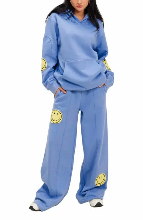 SAMII RYAN Smiley Oversized Hoodie - Blue