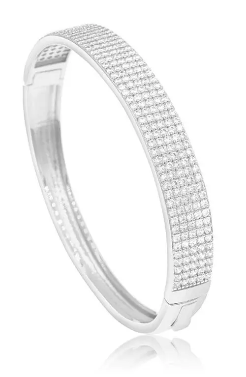 SHYMI Five Row Pavé Bangle Bracelet - Silver