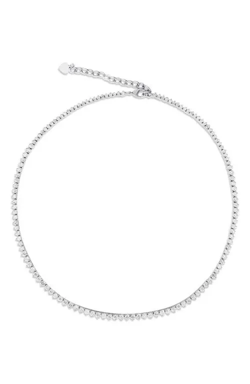 SHYMI Three Prong Round Graduated Tennis Necklace - Silver