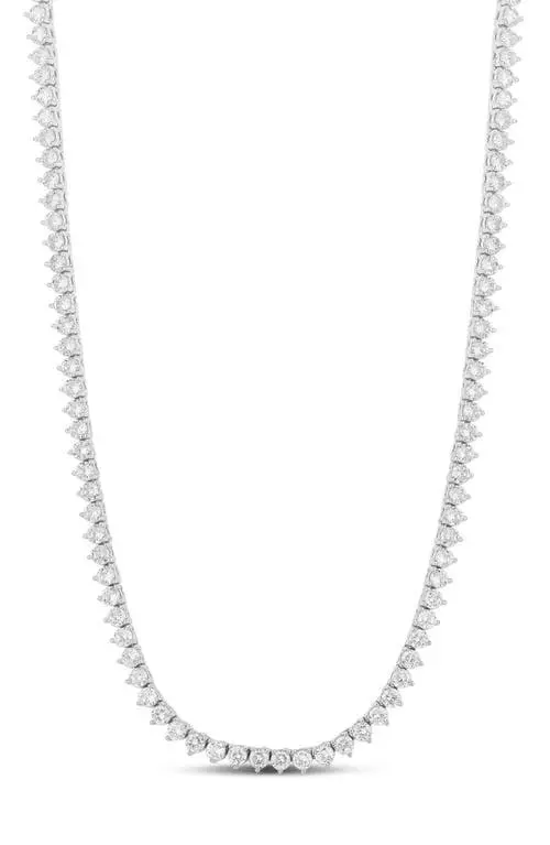 SHYMI Three Prong Round Tennis Necklace - Silver