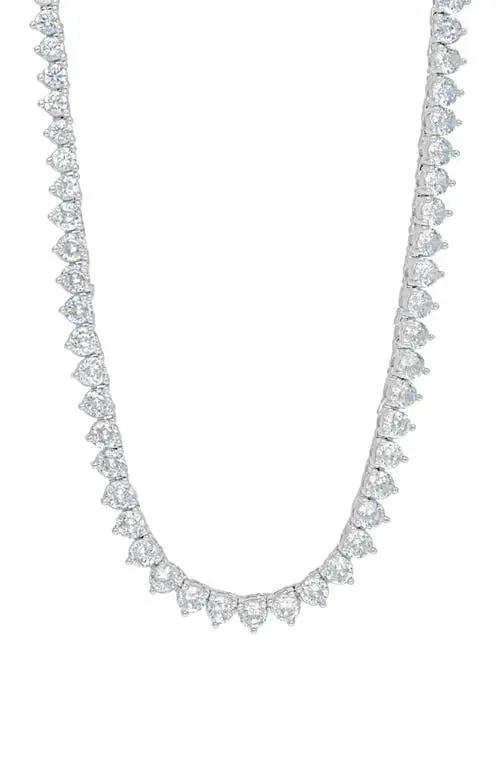 SHYMI Three Prong Round Tennis Necklace - Silver