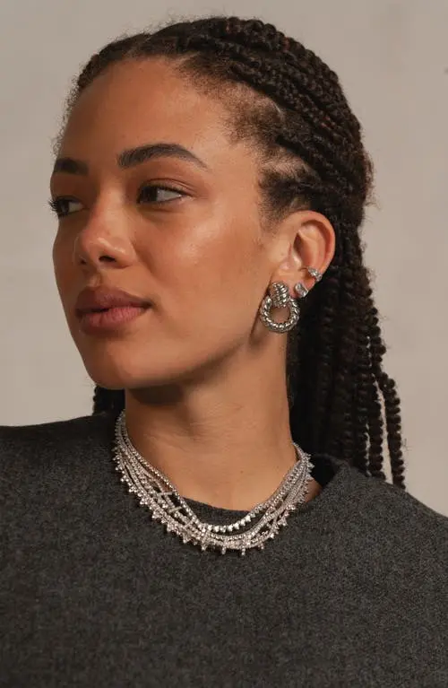 SHYMI Three Prong Round Tennis Necklace - Silver