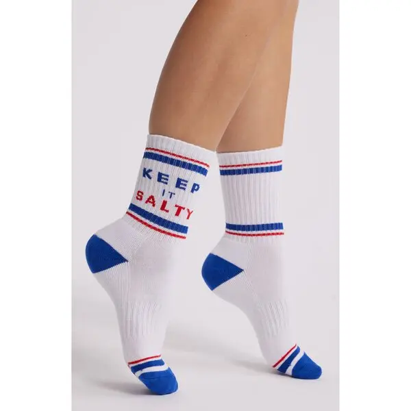 FRIDAY FEELIN’ Friday Feelin' Keep It Salty Crew Socks - White