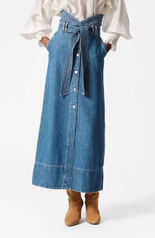 & Other Stories Denim Maxi Skirt - Blue Medium Dusty