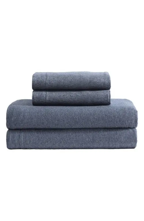 CALVIN KLEIN HOME Modern 300 Thread Count Mélange Cotton Blend Jersey Sheet Set - Dark Blue