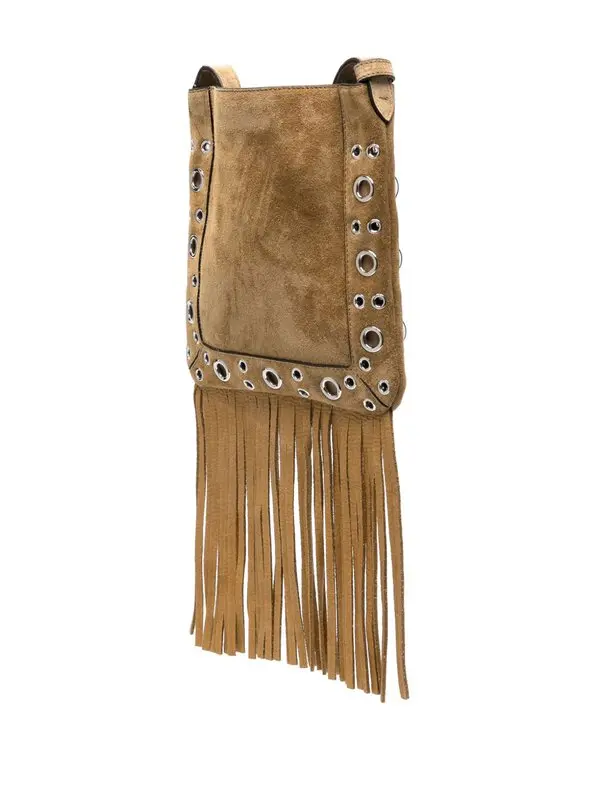 Valentino Garavani Suede Shoulder Bag With Fringe And Studs