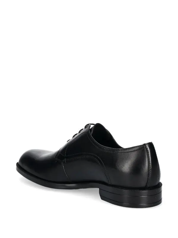 BOSS Leather Derby Shoes With Stitching Details - Black