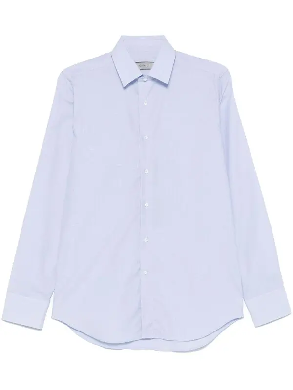 Canali Grid-pattern Shirt - Blue