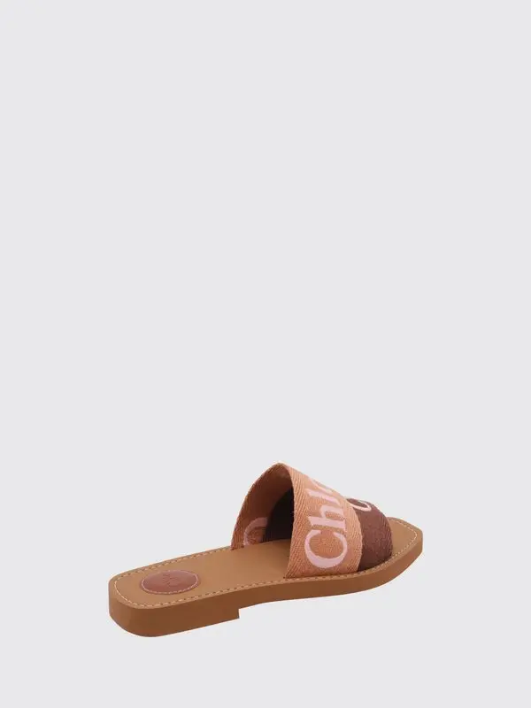 Chloé Woody Embroidered Logo Flat Slides - Brown