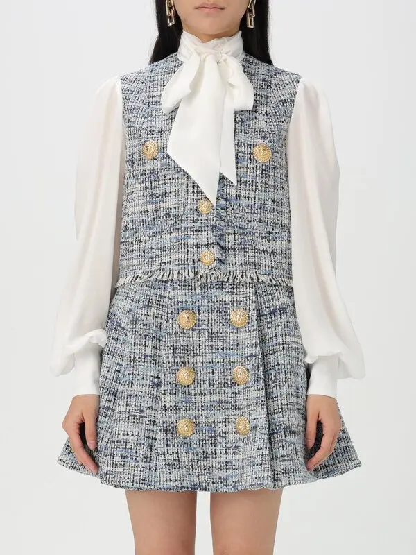 Balmain Double-breasted Tweed Vest - Multicolor