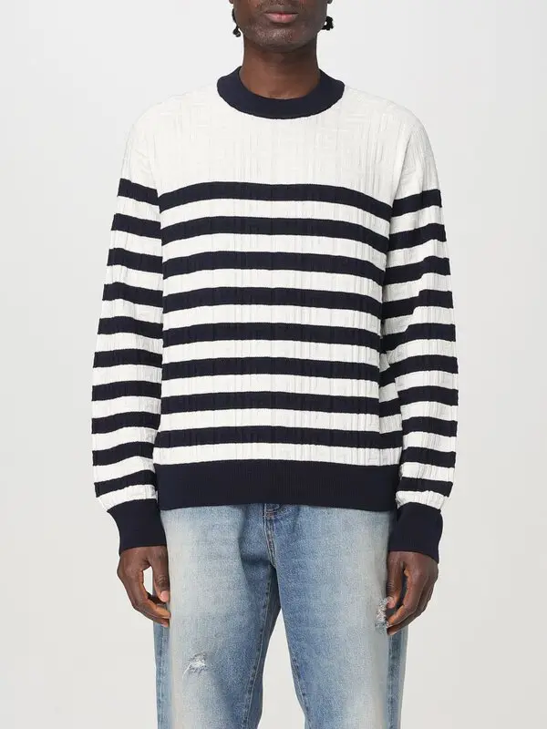 Balmain Striped Crew Neck Sweater