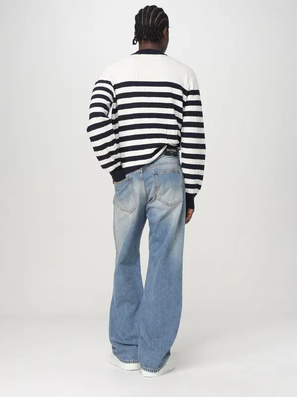 Balmain Striped Crew Neck Sweater