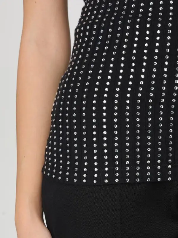 Attico Embellished Crewneck Top - Black