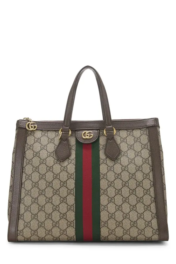 Gucci Gg Supreme Canvas Ophidia Tote - Brown