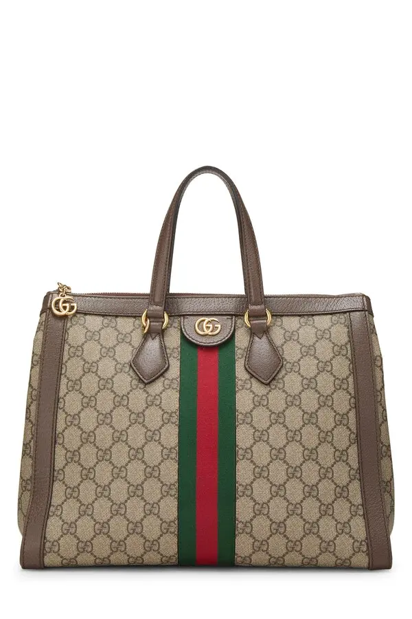 Gucci Gg Supreme Canvas Ophidia Tote - Brown