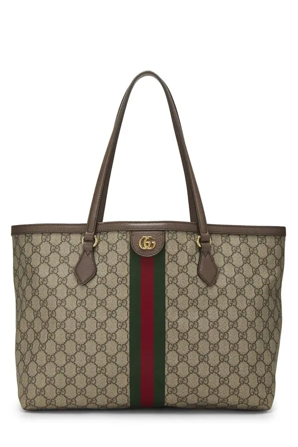 Gucci Gg Supreme Canvas Ophidia Tote - Brown