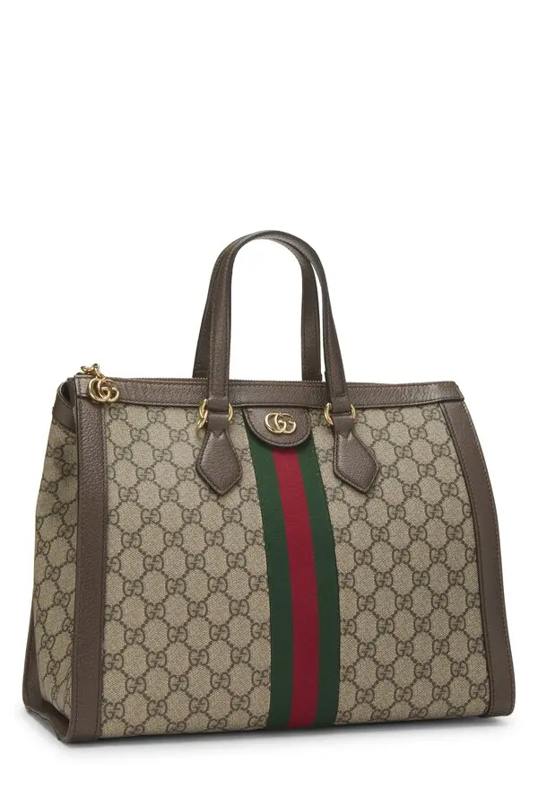 Gucci Gg Supreme Canvas Ophidia Tote - Brown