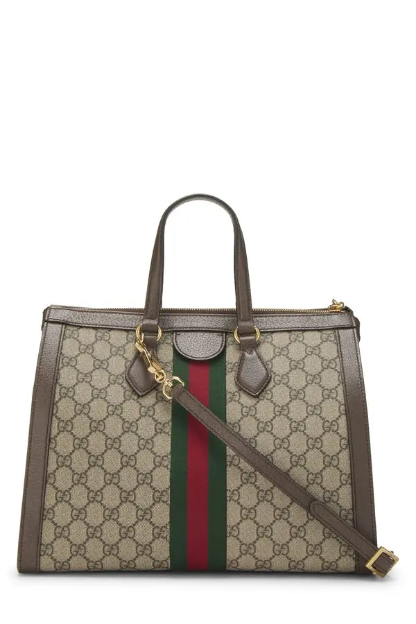 Gucci Gg Supreme Canvas Ophidia Tote - Brown