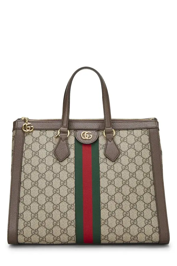 Gucci Gg Supreme Canvas Ophidia Tote - Brown