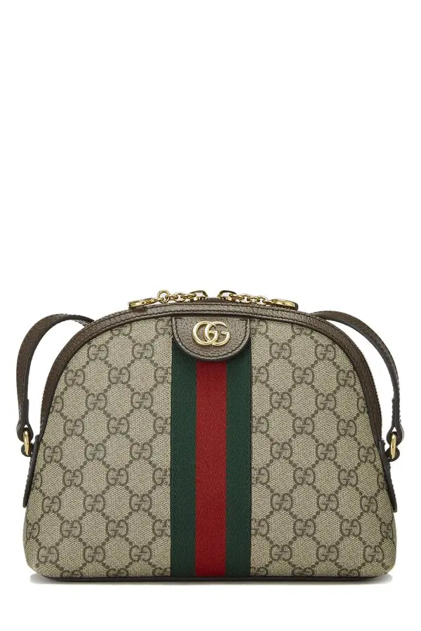 Gucci Gg Supreme Ophidia Dome Shoulder Bag - Brown