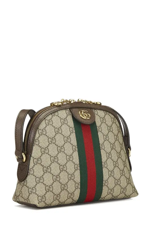 Gucci Gg Supreme Ophidia Dome Shoulder Bag - Brown