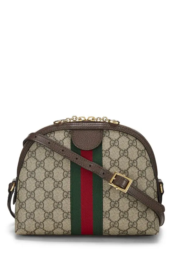 Gucci Gg Supreme Ophidia Dome Shoulder Bag - Brown