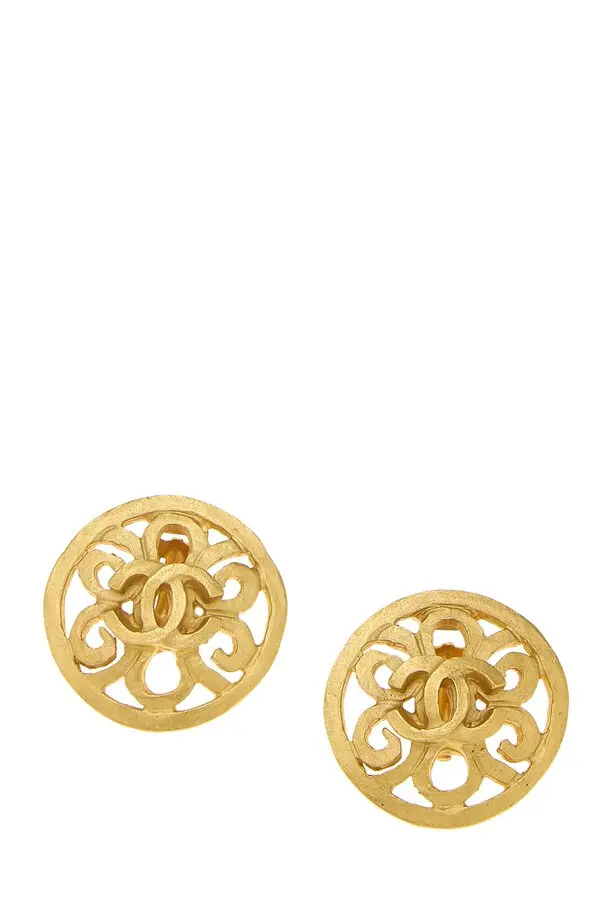 Chanel Cc Cutwork Earrings - Gold
