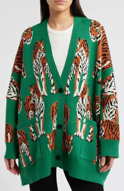 DRESSED IN LALA Animal Print Cardigan