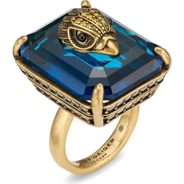 Kurt Geiger Emerald Cut Cocktail Ring - Blue