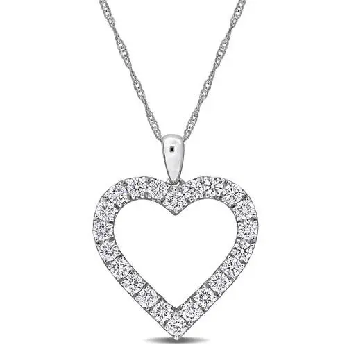 JULIANNA B. Lab-grown Diamond Open Heart Pendant Necklace - White Gold