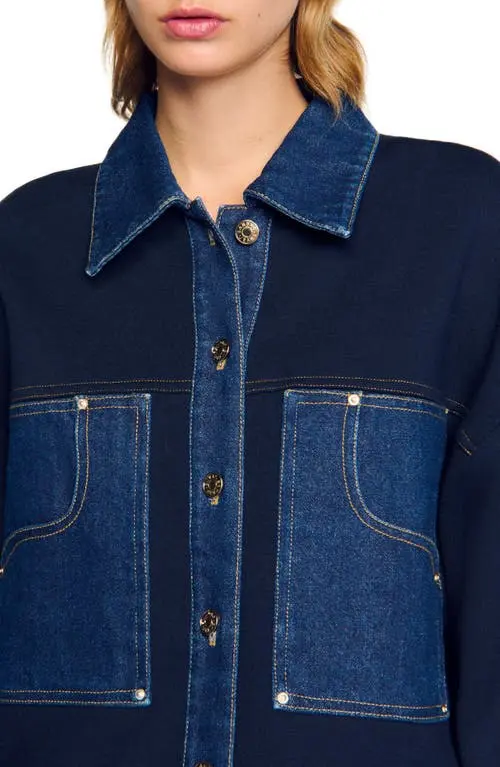 Sandro Denim Detail Cardigan