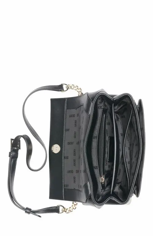 Dkny Evie Flap Shoulder Bag - Blk/gold