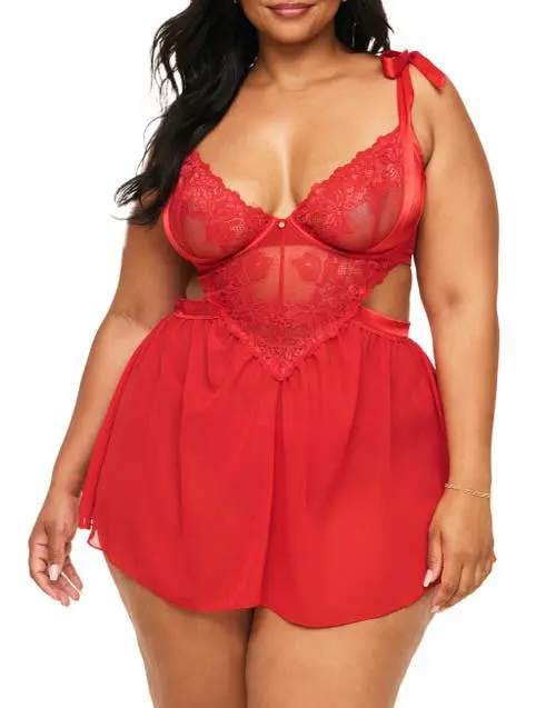 ADORE ME Fantasia Babydoll Lingerie - Dark Red