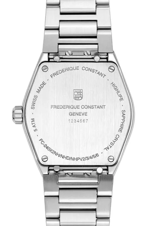 FREDERIQUE CONSTANT Highlife Diamond Quartz Bracelet Watch - Silverone/blue