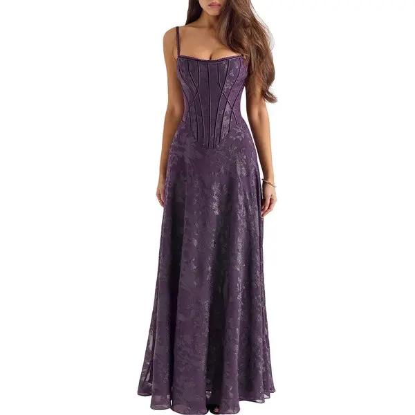 House Of Cb Esme Fil Coupé Gown - Winter Bloom