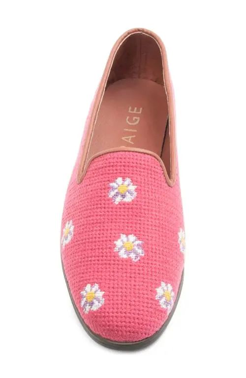 BYPAIGE Daisies Needlepoint Loafer - Pink