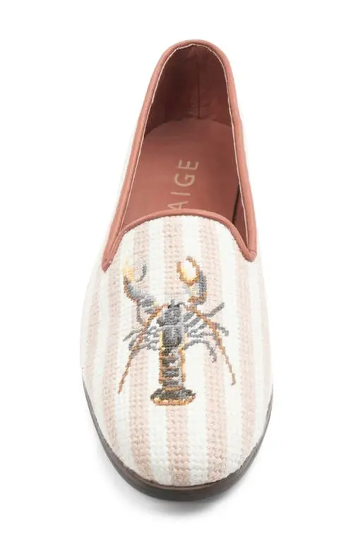 BYPAIGE Needlepoint Loafer - Tan/ivory Stripe