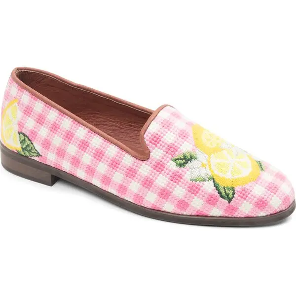BYPAIGE Needlepoint Loafer - Pink/white Gingham
