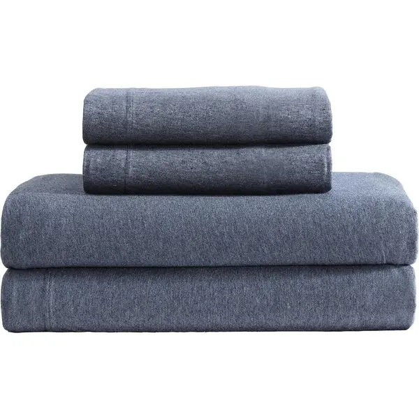 CALVIN KLEIN HOME Modern 300 Thread Count Mélange Cotton Blend Jersey Sheet Set - Dark Blue