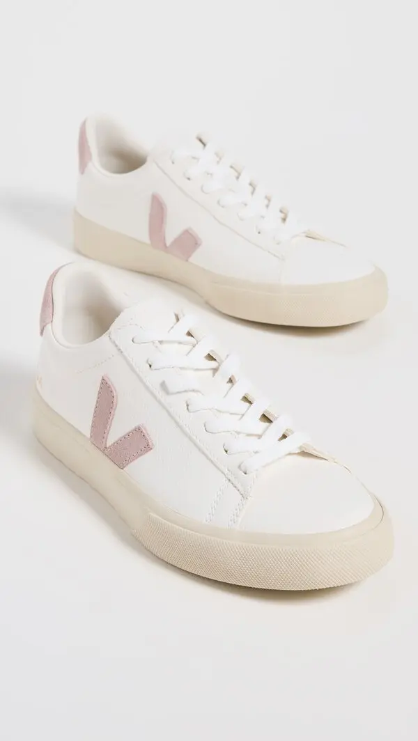 VEJA Campo Chromefree Leather Sneakers - Extra-white/babe