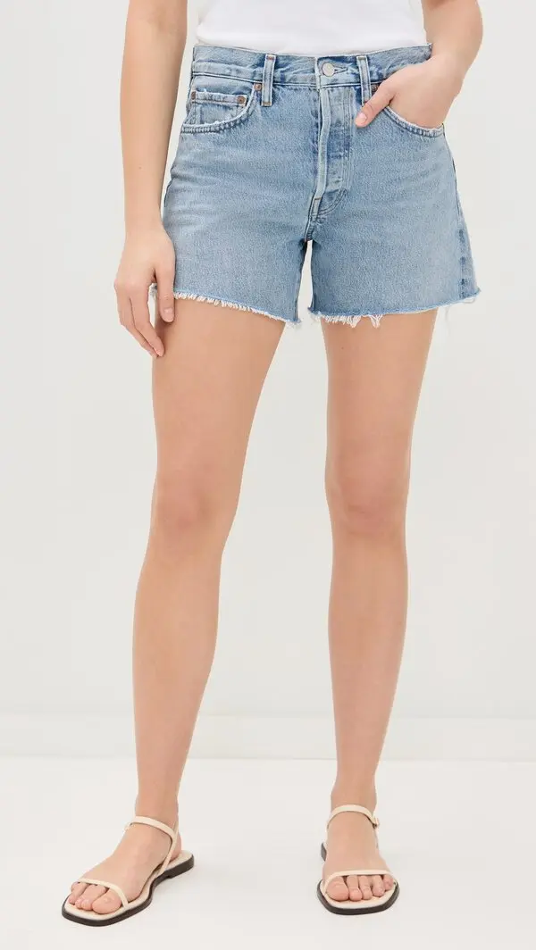 AGOLDE Parker Long Loose Fit Vintage Denim Shorts - Replica