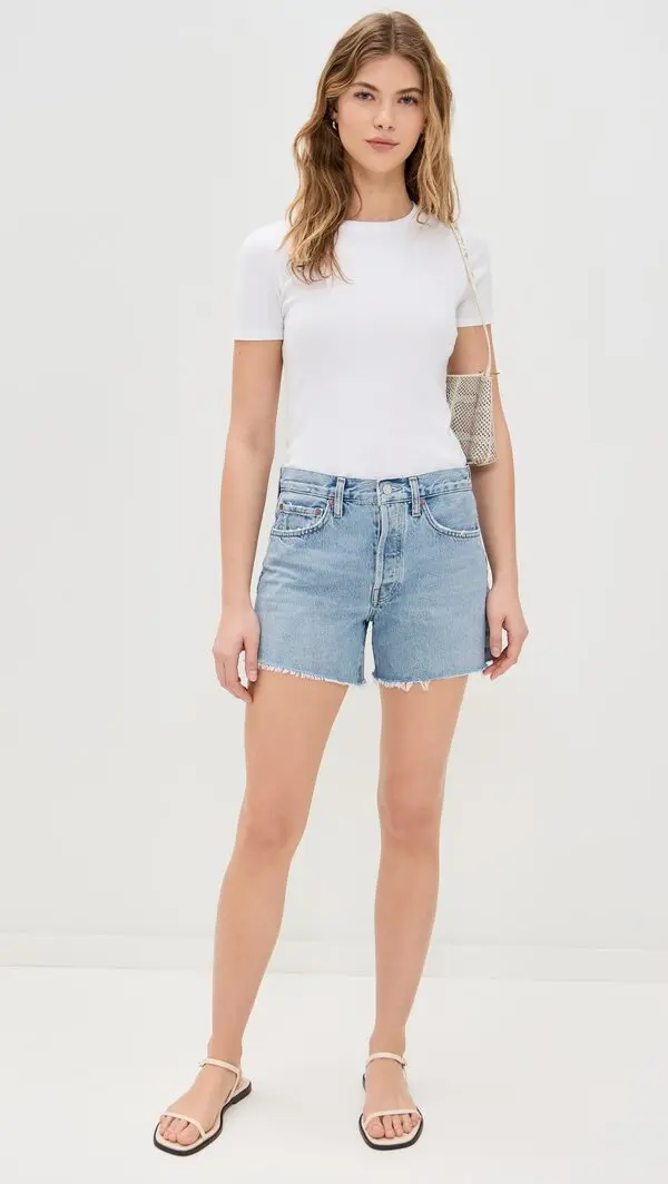 AGOLDE Parker Long Loose Fit Vintage Denim Shorts - Replica