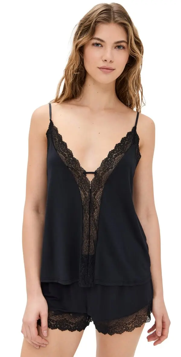 Eberjey Lara Cami & Shorts Pj Set - Black