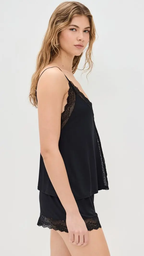 Eberjey Lara Cami & Shorts Pj Set - Black