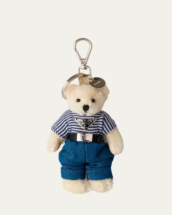 Prada Pier Teddy Plush Bag Charm - Bianco