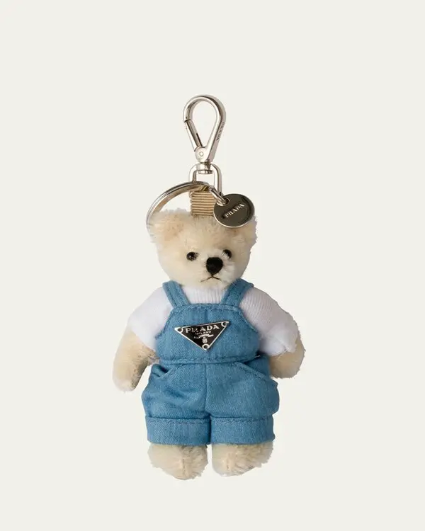Prada Edo Teddy Plush Bag Charm - Bianco