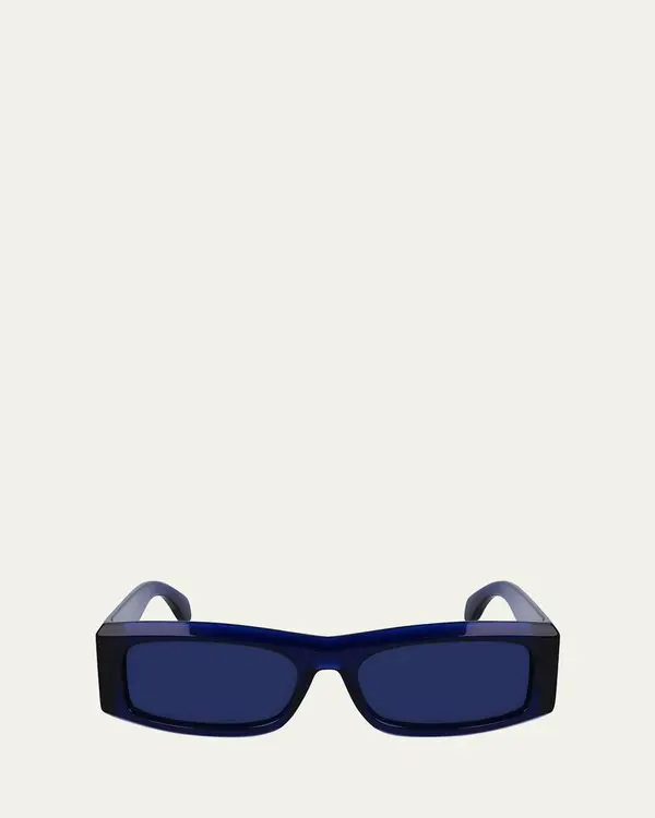 FERRAGAMO Classic Logo Rectangle Sunglasses - Transparent Blue