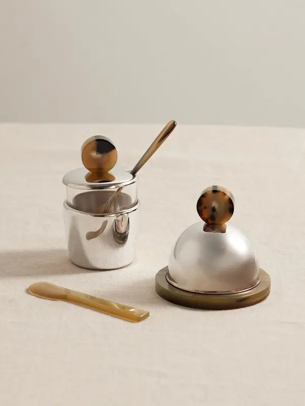 Brunello Cucinelli Plated And Horn Serving Set - Silver