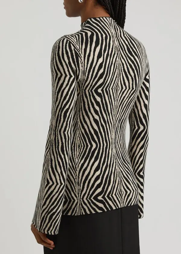 BY MALENE BIRGER Bernie Zebra-intarsia Stretch-knit Jumper